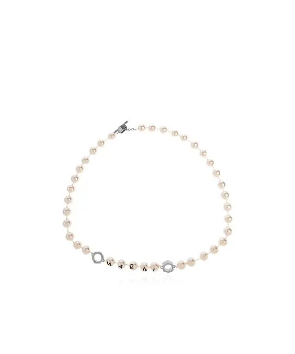 Marni Embellished Pearl Necklace - Yellow