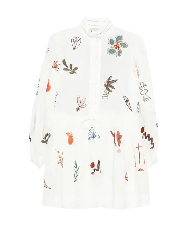 ALEMAIS X Lrnce Mina" Embroidered Mini Dress - Cream