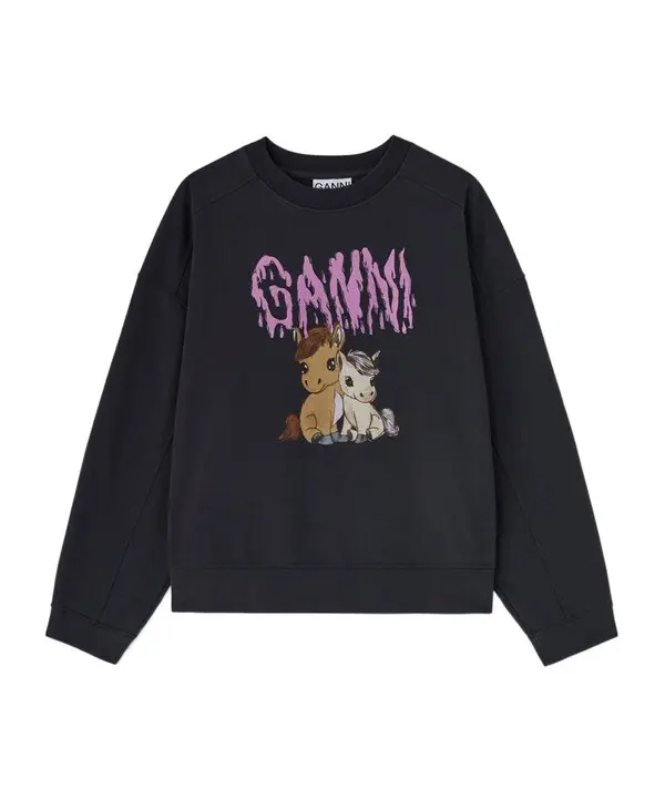 GANNI Isoli Jersey Sweatshirt With Graphic Print - Phantom Color
