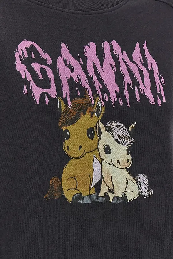 GANNI Isoli Jersey Sweatshirt With Graphic Print - Phantom Color