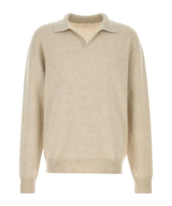 THE ROW Leach Mélange-effect V-neck Sweater - Nude