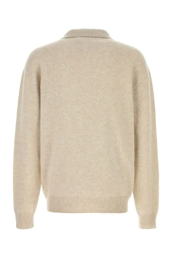 THE ROW Leach Mélange-effect V-neck Sweater - Nude