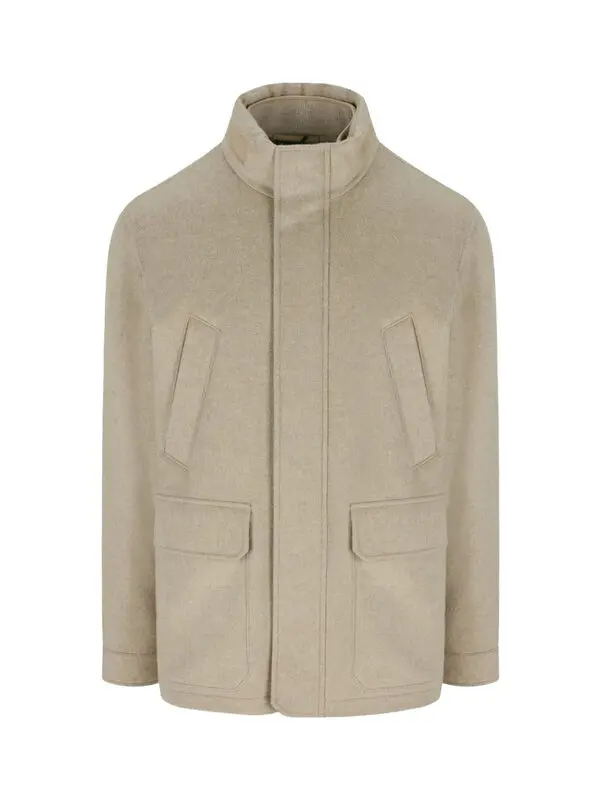 Zegna High Neck Long Sleeved Jacket