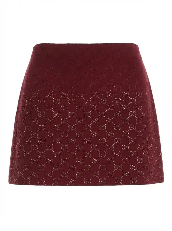 Gucci Gg Canvas Mini Skirt With Gradient Crystal Embellishment