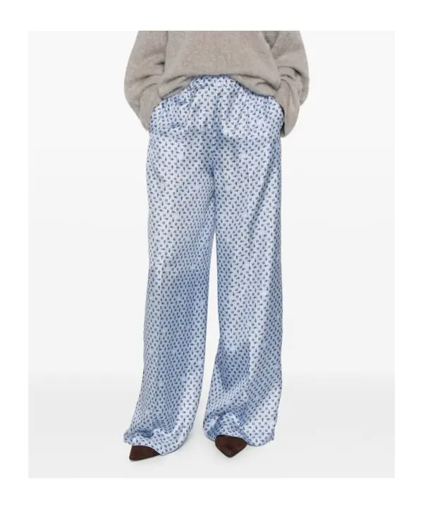 Max Mara X E. Marinella Printed Wide-leg Trousers - Blue
