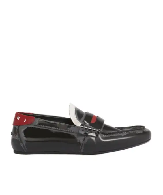 Marni Logo Tab Leather Moccasins