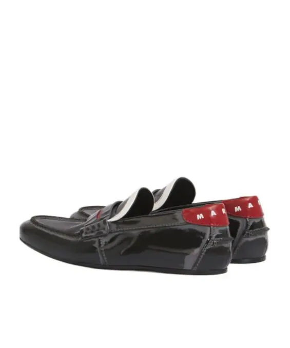 Marni Logo Tab Leather Moccasins