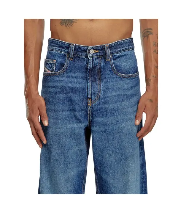 DIESEL® D-macro Logo Patch Jeans - Medium Blue