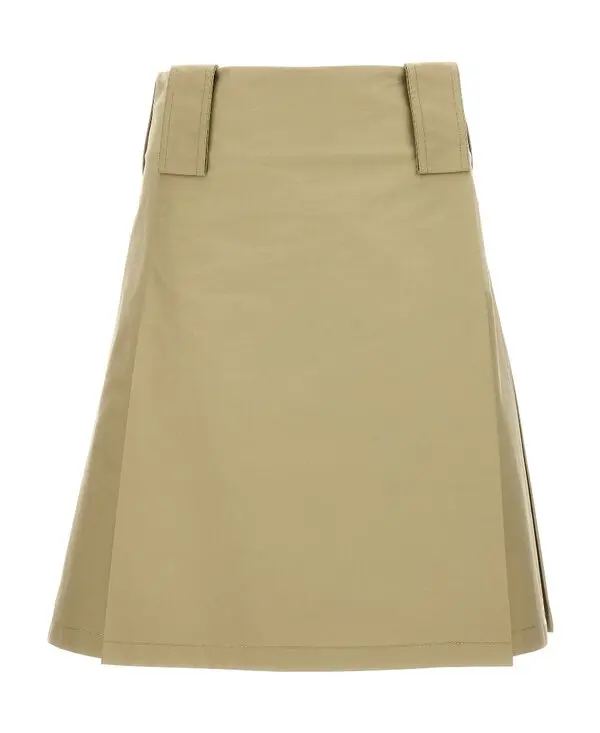 Burberry Pleated A-line Midi Skirt - Nude