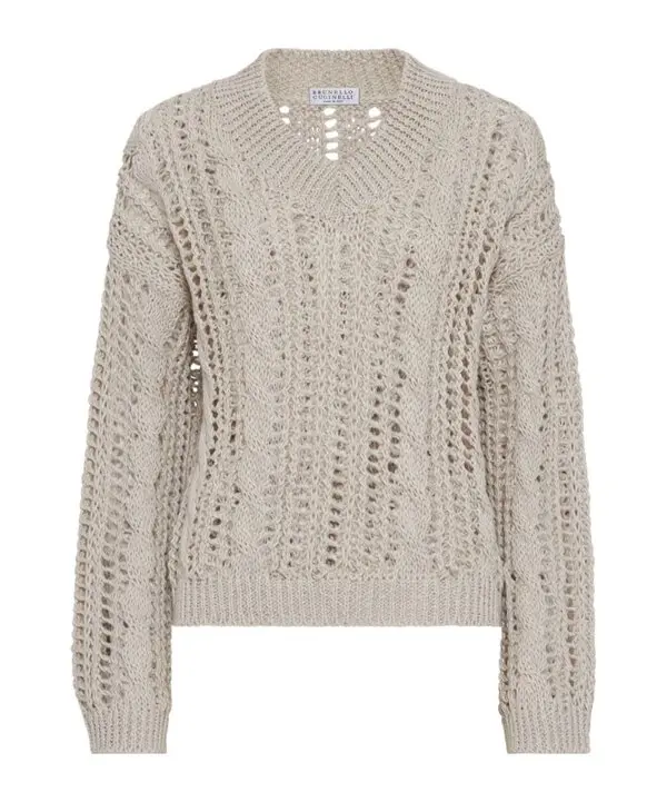 Brunello Cucinelli Cable Knit Mesh Jumper