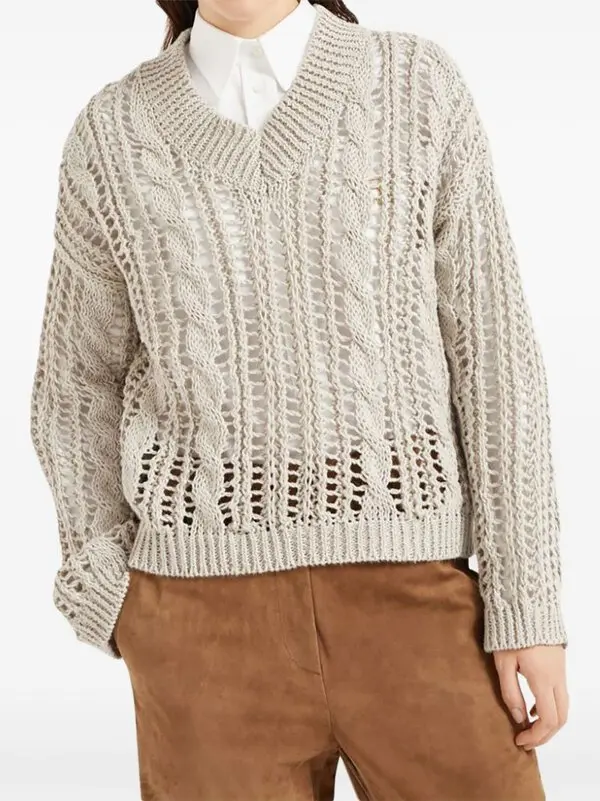 Brunello Cucinelli Cable Knit Mesh Jumper
