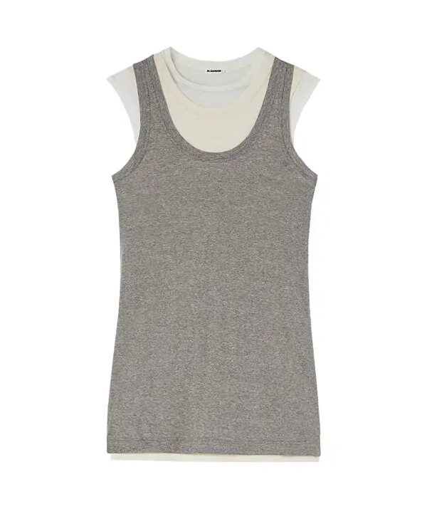 JIL SANDER Layered Crewneck Tank Top - Gray