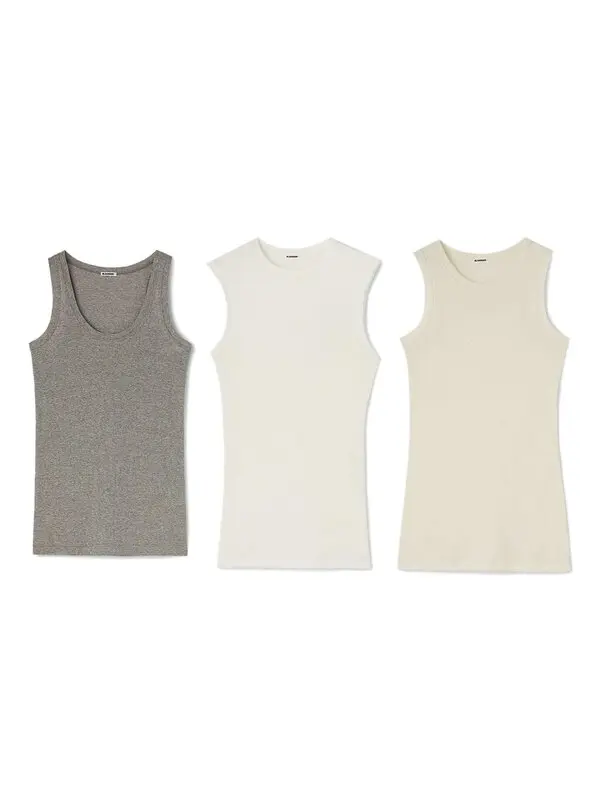 JIL SANDER Layered Crewneck Tank Top - Gray