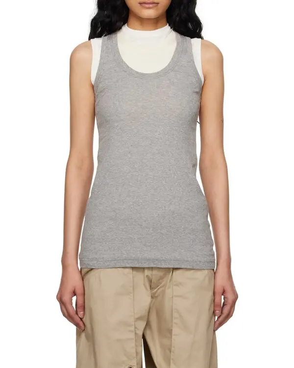 JIL SANDER Layered Crewneck Tank Top - Gray