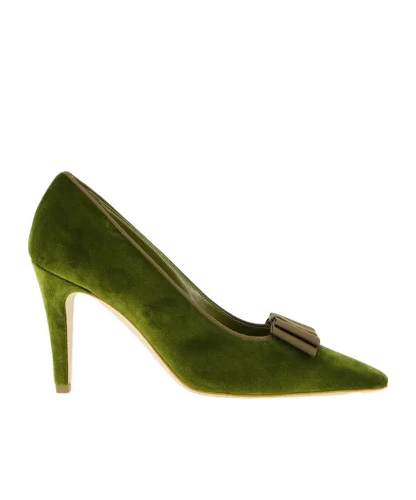 Manolo Blahnik 90mm Pointed Toe Pumps With Bow Detailing - Green