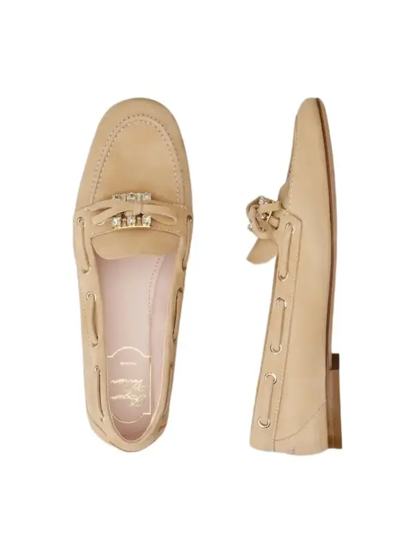 ROGER VIVIER Très Vivier Boat Loafers In Suede With Crystal Buckle