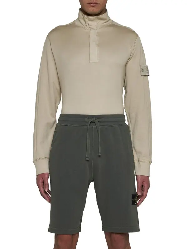 Stone Island Logo Patch Drawstring Bermuda Shorts