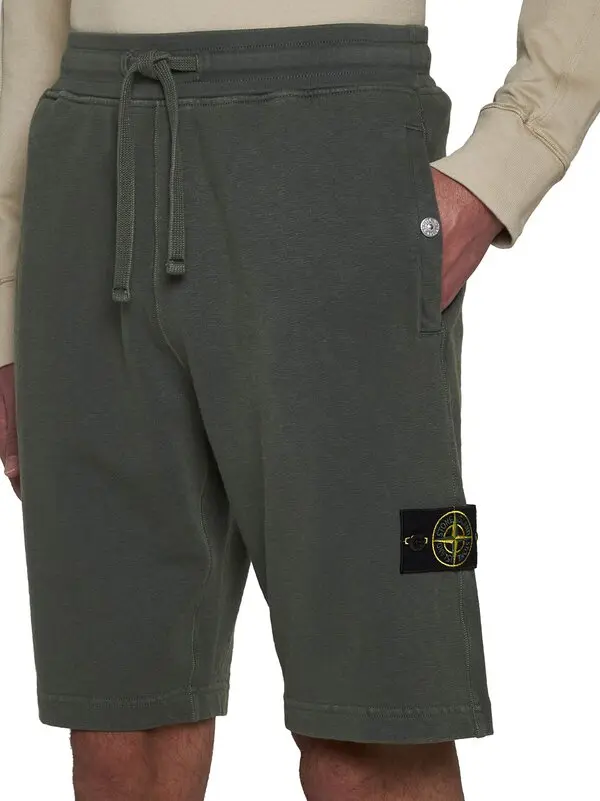 Stone Island Logo Patch Drawstring Bermuda Shorts