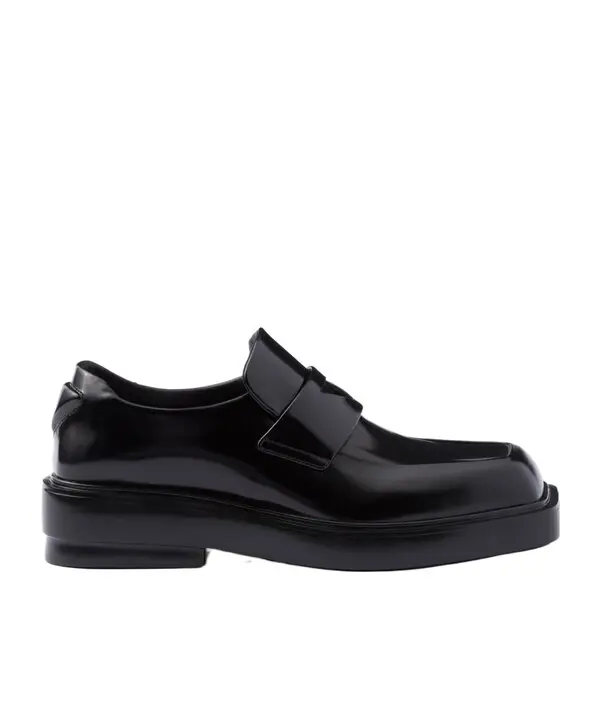 Prada Triangle-patch Slip-on Loafers - Black