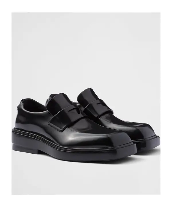 Prada Triangle-patch Slip-on Loafers - Black