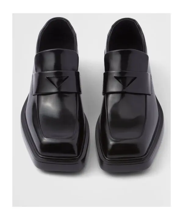 Prada Triangle-patch Slip-on Loafers - Black
