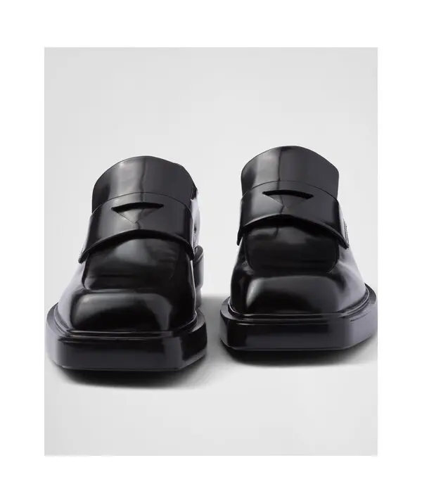 Prada Triangle-patch Slip-on Loafers - Black