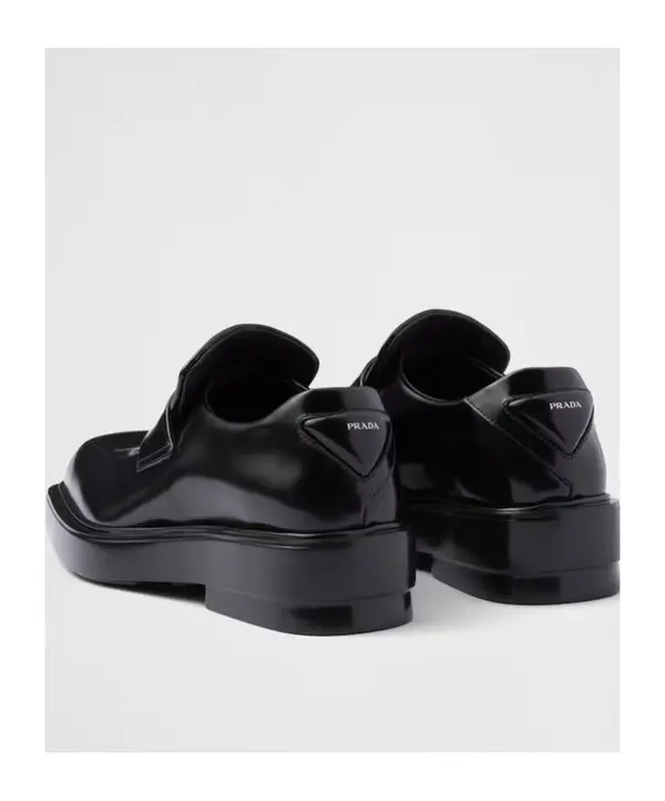 Prada Triangle-patch Slip-on Loafers - Black