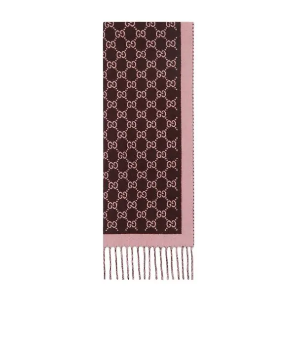Gucci Gg Fringe Detailed Knitted Scarf - Black