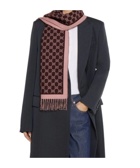 Gucci Gg Fringe Detailed Knitted Scarf - Black