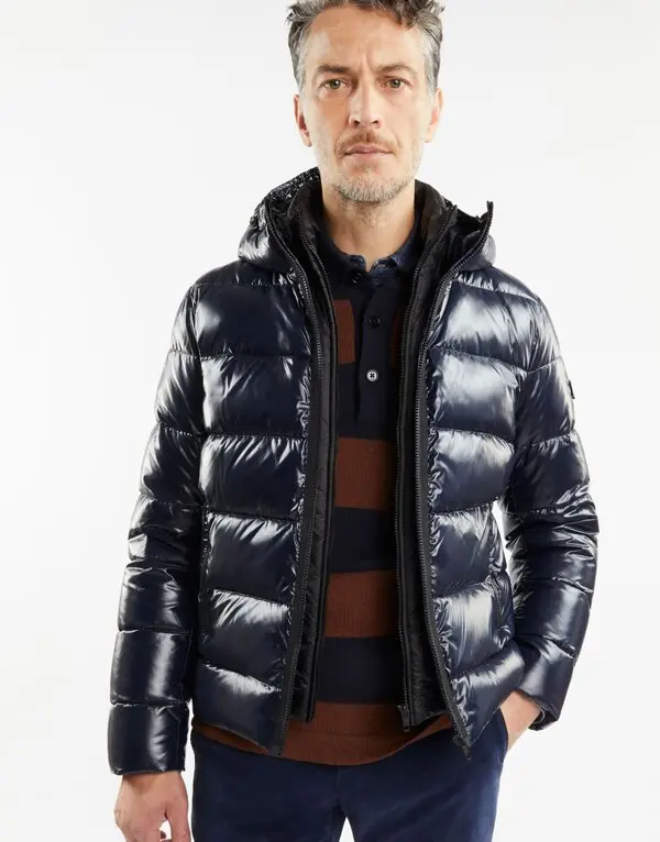 FAY Logo Patch Hooded Down Jacket