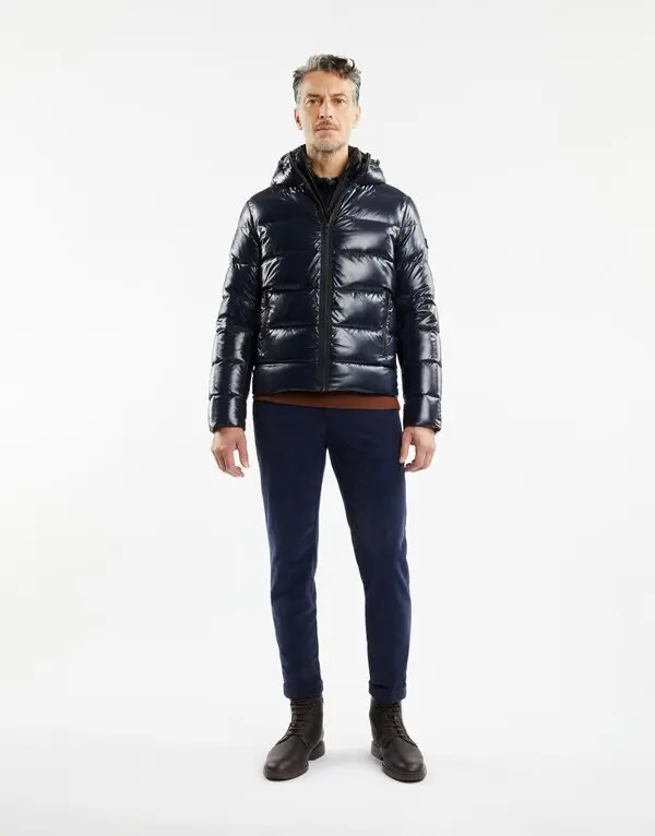 FAY Logo Patch Hooded Down Jacket