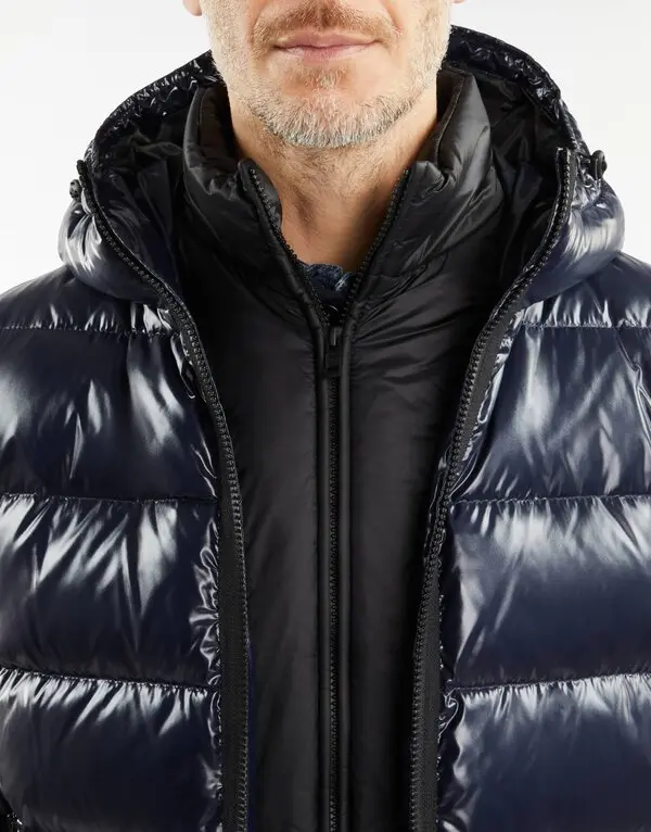 FAY Logo Patch Hooded Down Jacket