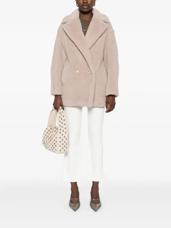 Max Mara Double Breasted Collared Coat - Sand-colored