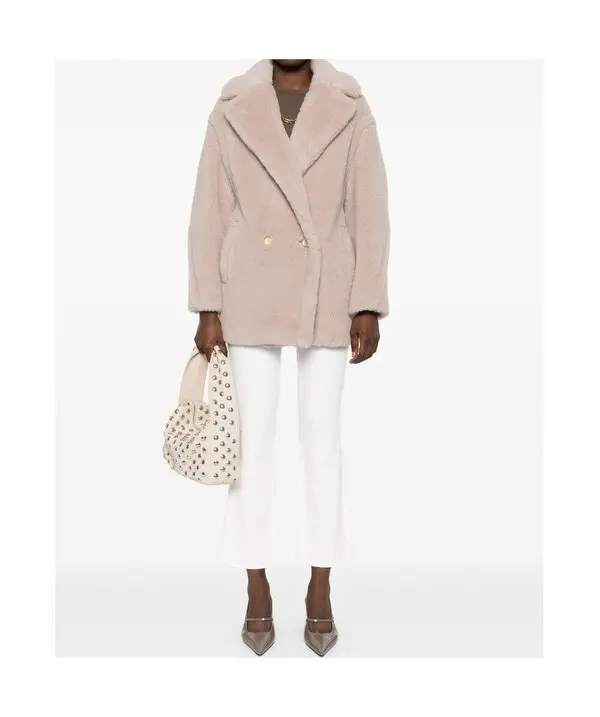 Max Mara Cuba Double-breasted Long-sleeved Coat - Sand-colored