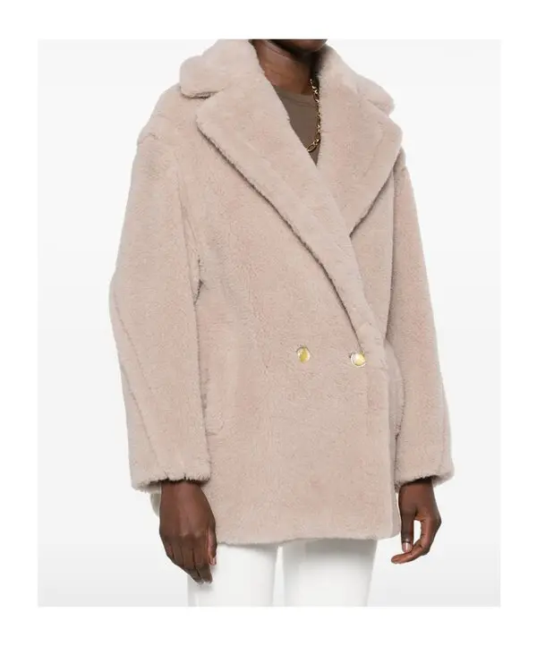 Max Mara Cuba Double-breasted Long-sleeved Coat - Sand-colored