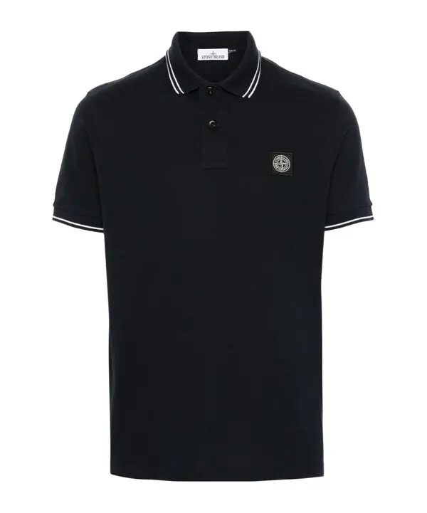 Stone Island Logo Patch Short-sleeved Polo Shirt - Blue