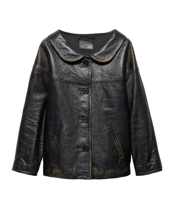 Prada Antiqued Nappa Leather Jacket