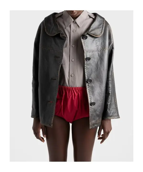 Prada Antiqued Nappa Leather Jacket
