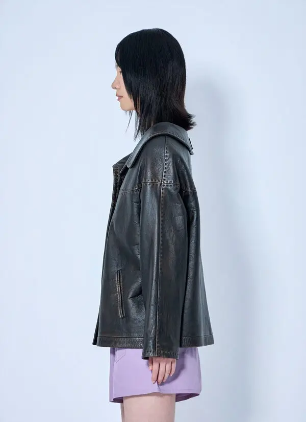 Prada Antiqued Nappa Leather Jacket