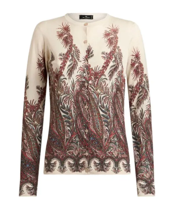 Etro Silk And Cashmere Cardigan With Placed Print - Color