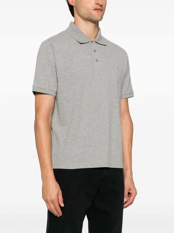 Saint Laurent Logo Embroidered Polo Shirt