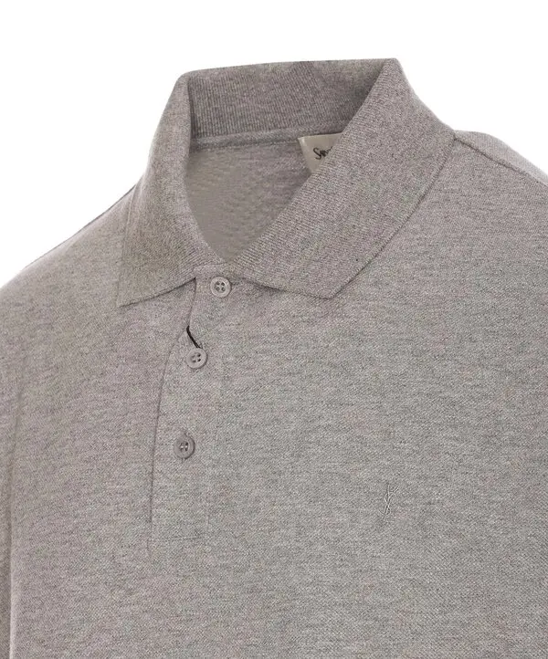 Saint Laurent Logo Embroidered Polo Shirt