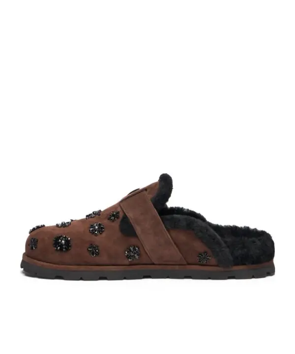 STUART WEITZMAN Chrystie Shearling Mule - Walnut/black