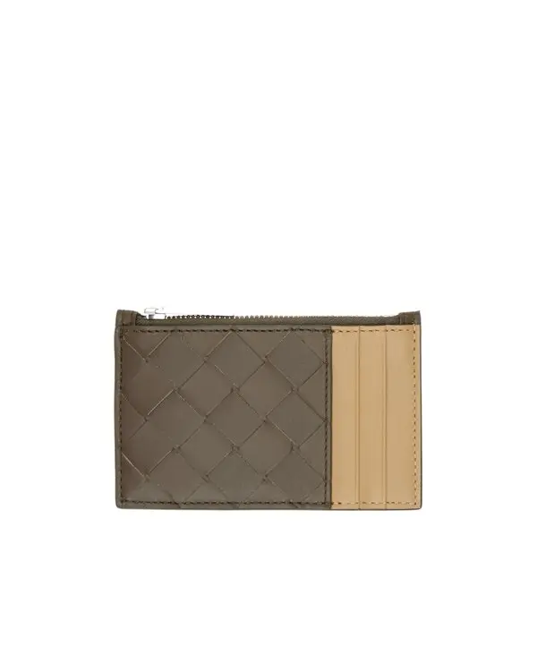 Bottega Veneta Woven Zipper Card Bag - Green