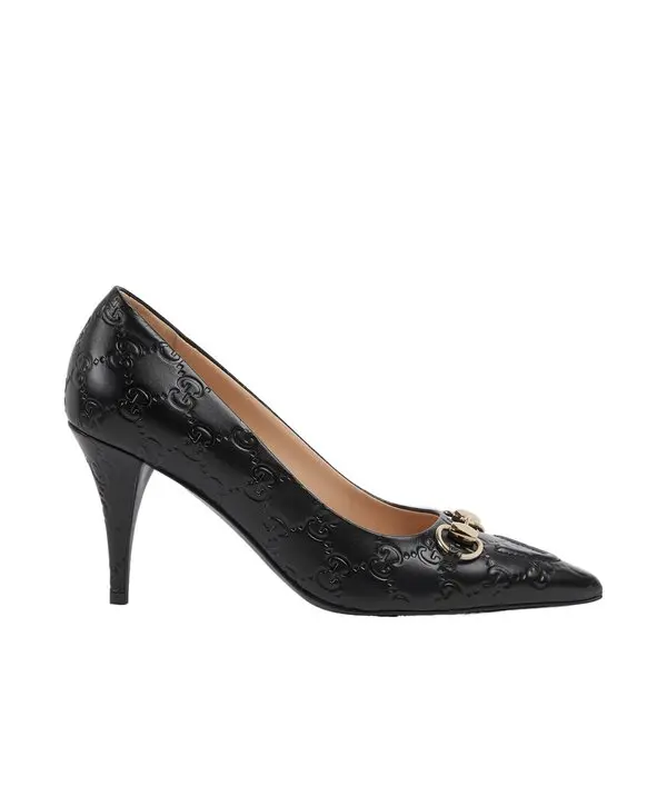 Gucci Gg Embossed Leather Horsebit Pumps