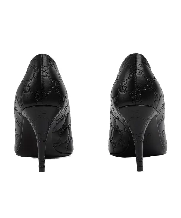 Gucci Gg Embossed Leather Horsebit Pumps