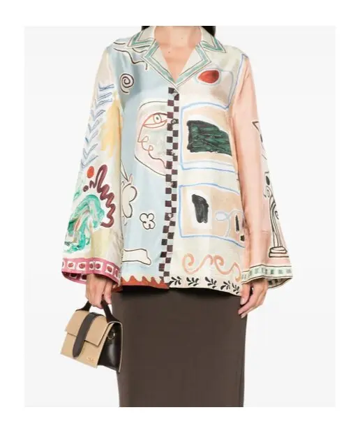 ALEMAIS Geometric Print Long Sleeve Shirt