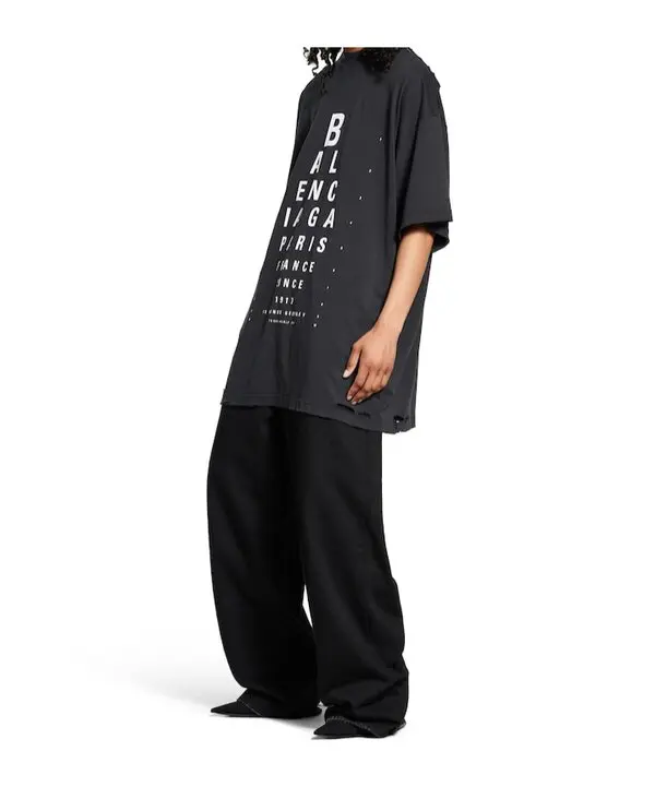 Balenciaga Oversized Optical Print T-shirt - Black/white