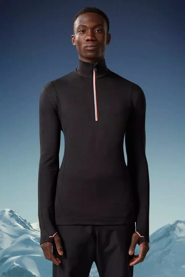 Moncler High Neck Long Sleeve Polo