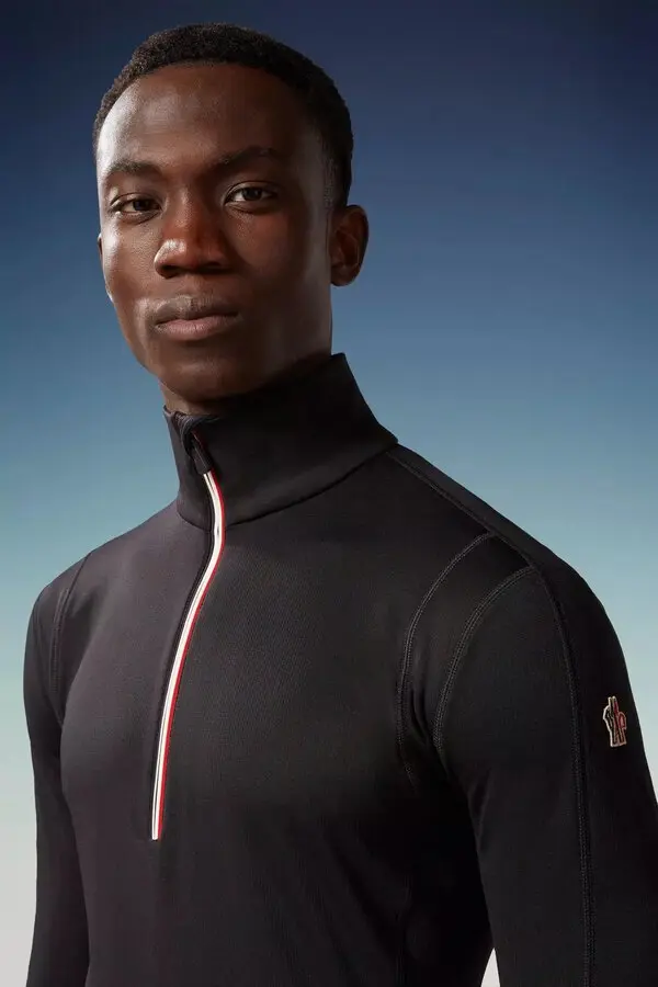 Moncler High Neck Long Sleeve Polo